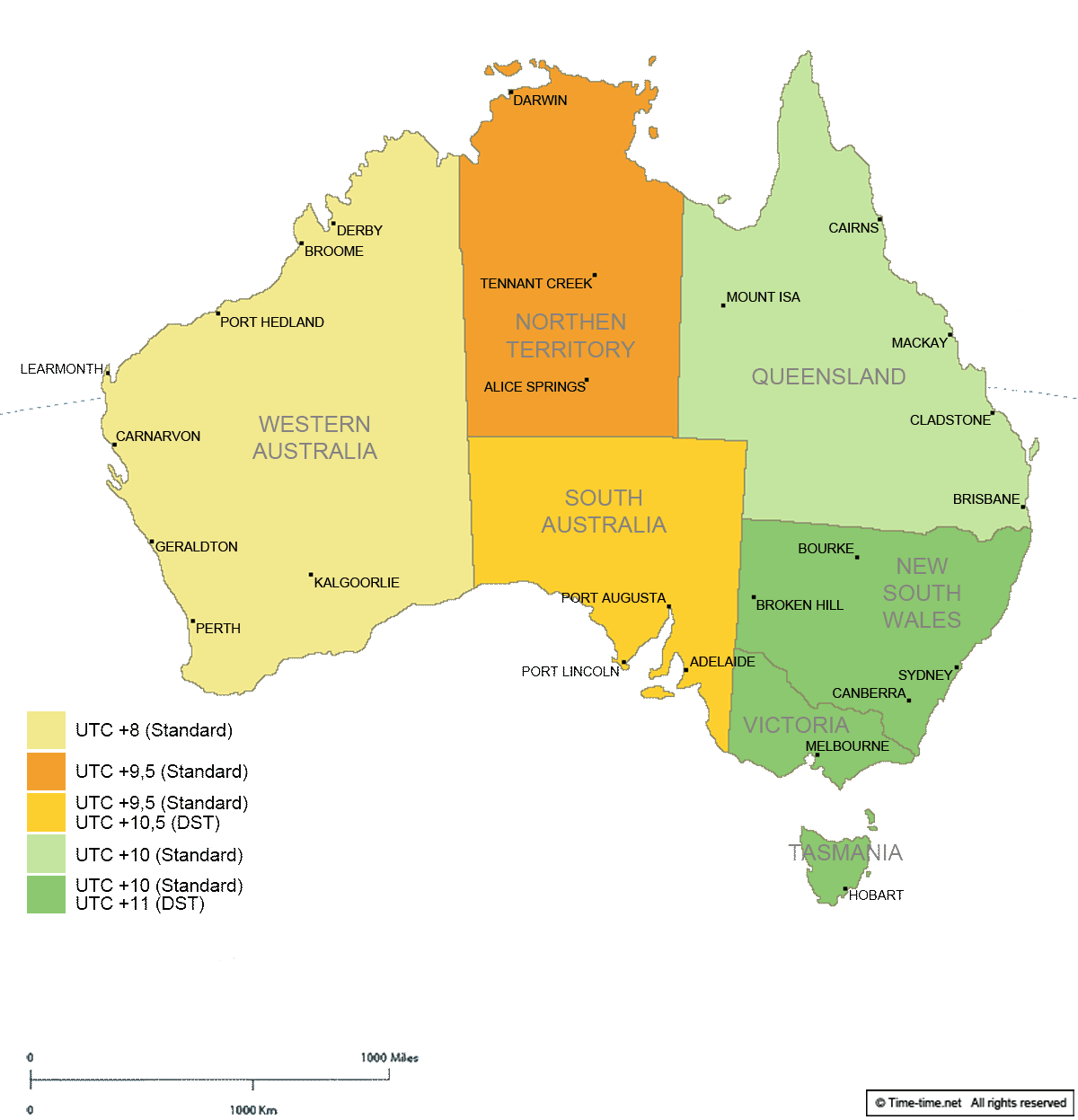 Australia Time Now Australia Time Zone Map With States With Cities